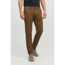 Jack & Jones JACK & JONES Herren Chinohose "JJIMARCO mit Badge und hohem Tragekomfort", braun, Gr. 34, unifarben, Web, Obermaterial: 98% Baumwolle, 2% Elasthan,