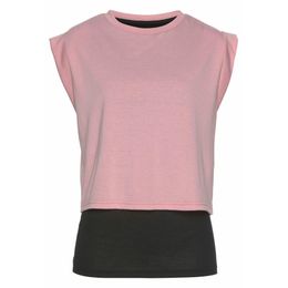 active by Lascana LASCANA ACTIVE 2-in-1-Shirt in rosa-schwarz | Gr.: S