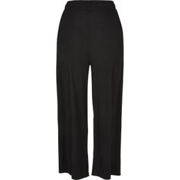 Urban Classics Damen Bequeme Jeans "Urban Classics Damen Ladies Straight Leg Rib Interlock Culotte", schwarz, Gr. L, unifarben, 92% Polyester, 8%