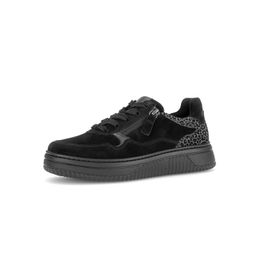 Gabor Damen Plateausneaker, Gr. 36, schwarz, Glattleder, Ziegenveloursleder, Schuhe, Freizeitschuh, Halbschuh, Schn&uuml;rschuh in Komfortweite K