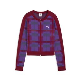 Puma Damen Strickjacke "T7 Tartan Slim Strickjacke Damen", rot, Gr. L, Obermaterial: 60% Baumwolle, 40% Polyester. &Auml;rmelbund: 1% Elasthan, 41%