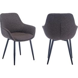 Salesfever Armlehnstuhl &raquo;Esszimmerstuhl mit elegantem Komfort&laquo; (Set) 2 Stk.moderner Boucl&eacute;-Bezug schwarz Metall, Polyester B/H/T: 64cm x 86cm x 59cm, 
