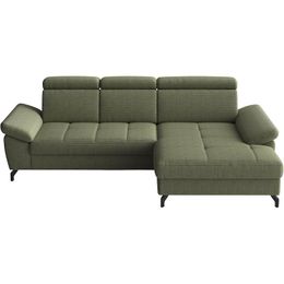 sit&more Ecksofa &raquo;Vanity, L-Form, B: 264 cm,&laquo; Inkl.Sitz-,Kopf-und Armteilverstellung gr&uuml;n 100% Polyester B/H/T: 264cm x 84cm x 181cm, Cord, Recamiere 