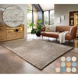 OTTO home Wollteppich &raquo;Pirker, handgewebt&laquo; rechteckig 12 mm H&ouml;he Handwebteppich, meliert, reine Wolle, Wendeteppich, Scandi, Wohnzimmer braun 