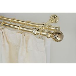 GARESA Gardinenstange &raquo;ANDREA&laquo; &Oslash; 20 mm 2 l&auml;ufig-l&auml;ufig Wunschma&szlig;l&auml;nge Vorhanggarnitur, verl&auml;ngerbar, Endknopf Kugel lang, mit Ringen grau Metall B/L: 