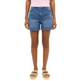 Mustang Damen Mom-Jeans "Damen Style Charlotte Shorts", blau, Gr. 29, unifarben, Denim/Jeans, 99% Baumwolle, 1% Elasthan, Jeans