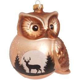Weihnachtsbaumkugel &raquo;Baumschmuck Kugeleule braun 11cm&laquo; Dekoriert mit Liebe zum Detail gold Glas 11cm