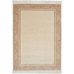 LUXOR living Wollteppich &raquo;Giza, handgekn&uuml;pft&laquo; rechteckig 12 mm H&ouml;he reine Wolle, mit Bord&uuml;re & Fransen, Orient-Teppich, Wohnzimmer beige Obermaterial: