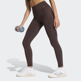 Damen Trainingstights "OPTIME WORKOUT FULL LENGTH LEGGINGS", braun, Gr. S, adidas Performance, Obermaterial: 73% Polyester, 27% Elasthan, Hosen