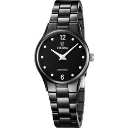Festina Damen Keramikuhr &raquo;Ceramic&laquo; Quarzuhr, Armbanduhr, Damenuhr, Keramik, analog schwarz Einheitsgr&ouml;&szlig;e