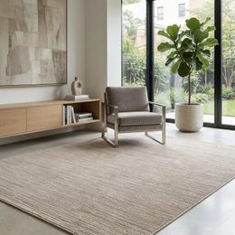 Sehrazat Teppich &raquo;LIMA, auch als L&auml;ufer und in RUnd&laquo; rechteckig 10 mm H&ouml;he Kurzflor, Linienstruktur, leichter Glanz, Wohnzimmer beige Polyester, Polypropylen B