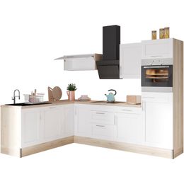 Optifit K&uuml;che &raquo;Ahus&laquo; 200 x 270 cm breit, wahlweise mit E-Ger&auml;ten, Soft Close Funktion wei&szlig; B/H/T: 270cm x 211,8cm x 60cm, ohne E-Ger&auml;te