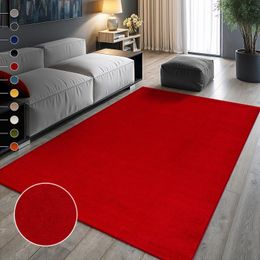 Sanat Teppich &raquo;UNI , auch als L&auml;ufer und Rund&laquo; rechteckig 13 mm H&ouml;he robuster Kurzflorteppich, gro&szlig;e Farbauswahl, Wohnzimmer, alle R&auml;ume rot Kunstfaser B : 