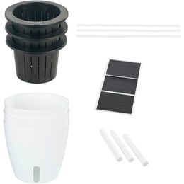 Maximex Pflanzschale &raquo;Selbstbew&auml;ssernde Pflanzt&ouml;pfe&laquo; 18x19 cm, mit Wasserstandsanzeige wei&szlig; Kunststoff &Oslash; 18cm