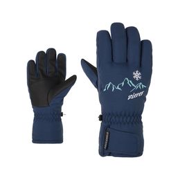 Ziener M&auml;dchen Skihandschuhe "LAILLA-Z AQUASHIELD M&Auml;DCHEN", blau, Gr. 7,5, Polyester, Handschuhe, wasserdicht, winddicht, atmungsaktiv, warm, bestickt