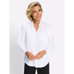 Classic Basics Damen Langarmbluse, wei&szlig;, Gr. 52, unifarben, 100% Polyester, Blusen