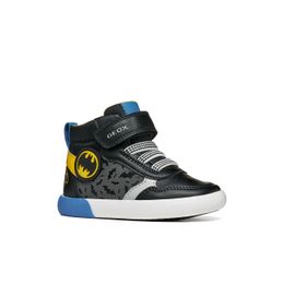 Geox Baby Lauflernschuh "B GISLI BOY", Gr. 24, schwarz, Lederimitat, Textil, Schuhe, Freizeitboots, High-Top-Sneaker, Klettschuh mit BATMAN Motiv