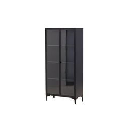 Vitrine &raquo;Piring, hoher Stauraumschrank, 2 T&uuml;ren, H&ouml;he 190 cm&laquo; Hochschrank, Pulverbeschichtung, Glast&uuml;ren, hoch, anspruchsvoll schwarz Glas, Stahl B/H/