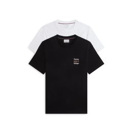 Tommy Hilfiger Herren T-Shirt "2 PACK CHEST GRAPHIC REG TEES", schwarz, Gr. M, Jersey, Obermaterial: 100% Baumwolle, Shirts