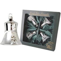 Christbaumschmuck &raquo;Glocken, Weihnachtsdeko, Christbaumschmuck&laquo; mundgeblasen silber Glas Einheitsgr&ouml;&szlig;e