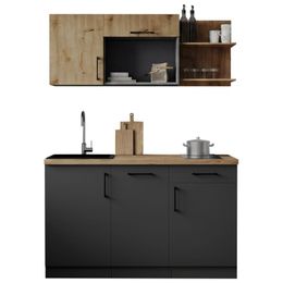 respekta Pantryk&uuml;che &raquo;Oliver&laquo; zerlegt, wahlweise mit Mikrowelle, mit Soft Close, Breite 145 cm schwarz B/H/T: 145cm x 200cm x 60cm, ohne Mikrowelle