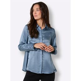 Damen Hemdbluse, blau, Gr. 36, CREATION L PREMIUM, unifarben, 60% Viskose, 40% Seide, Blusen