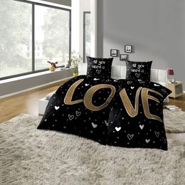Kinzler Partnerbettw&auml;sche &raquo;Partnerbettw&auml;sche 4-teilig "Love"&laquo; 4 Stk. pflegeleicht bunt Microfaser, Obermaterial: 100% Polyester B/L: 135cm x 200cm, 1 