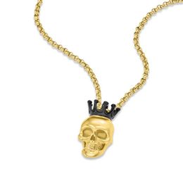 Police Herren Kette mit Anh&auml;nger &raquo;Iconic Skull Totenkopf&laquo; gold Edelstahl, L: 55 B: 2,5mm