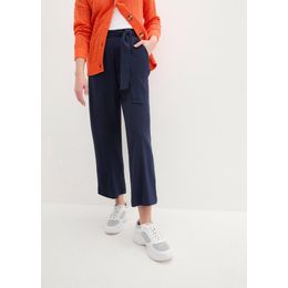 bonprix Damen Culotte "Culotte aus luftigem Leinen-Mix", blau, Gr. 38, Web, Obermaterial: 55% Leinen, 45% Viskose, Hosen, aus Leinen-Mix, mit