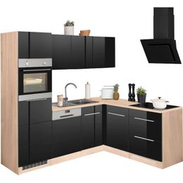 KOCHSTATION Winkelk&uuml;che &raquo;KS-Brindisi&laquo; Stellbreite 230/170 cm, wahlweise mit E-Ger&auml;ten, mit MDF-Fronten schwarz B/H/T: 230cm x 200cm x 60cm, 