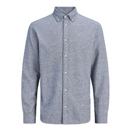Jack & Jones JACK & JONES Herren Langarmhemd "JPRBLUHARVEY TWILL SOLID L/S SHIRT SN", blau, Gr. L, unifarben, Web, Obermaterial: 100% Baumwolle, Hemden,