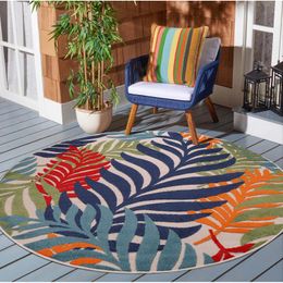 Sanat Teppich &raquo;Floral Outdoor, auch als L&auml;ufer und Rund&laquo; rund 6 mm H&ouml;he In- und Outdoor geeignet, florales Design, Balkon, Terasse bunt Kunstfaser &Oslash; 120cm 1