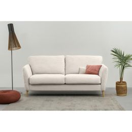 OTTO home 2-Sitzer &raquo;MARSEILLE Kompaktsofa 170 cm, Cord, Flachgewebe, Struktur, Webstoff&laquo; Massivholzbeine Eiche, Landhausstil, Wellenunterfederung 