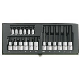 Proxxon Steckschl&uuml;sselsatz Hex, 1/4 Zoll + 1/2 (18-tlg.) 23100