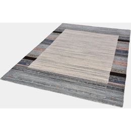 Theko Wollteppich &raquo;Nebraska 2828, Handwebteppich&laquo; rechteckig 10 mm H&ouml;he reine Wolle, Gabbeh Design, handgewebt, mit Bord&uuml;re, Wohnzimmer bunt Wolle B :