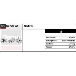 DELCO REMY Bremssattel Remy Remanufactured dc72802 f&uuml;r NISSAN