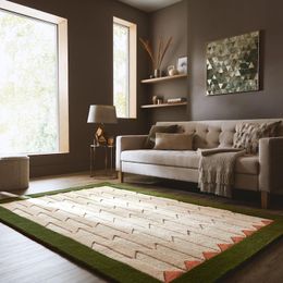 FLAIR RUGS Wollteppich &raquo;APEX&laquo; rechteckig 8 mm H&ouml;he Handgetuftet aus 100 % Wolle mit einem Cut-and-Loop-Flor beige Wolle B : 160cm 1 Stk., 8mm, L: 