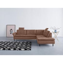 Quelle Home affaire Ecksofa &raquo;Birkholm L-Form&laquo; Armlehnverstellung, auch in Easy Clean Bezug - mit Wasser zu reinigen braun 100% Polyester B/H/T: 270cm x 83cm 