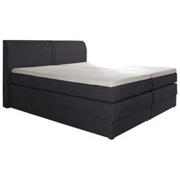 Hapo Boxspringbett mit Bettkasten grau Kopfteil, seitliche Unterbox und Obermatratze sind mit pflegeleichtem Feinstrukturstoff in Leinenoptik (100% 