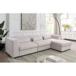 OTTO home Ecksofa &raquo;Uno, L-Form, Breite: 307cm&laquo; beidseitig montierbarem Longchair,mit Taschenfederkern, in Cord beige 100% PES B/H/T: 307cm x 71cm x 