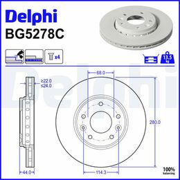 DELPHI Bremsscheibe bg5278c 280mm 24mm f&uuml;r RENAULT