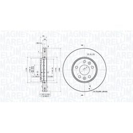 MAGNETI MARELLI Bremsscheibe 360406157401 innenbel&uuml;ftet-Bel&uuml;ftung mit tropfenf&ouml;rmigen Fl&uuml;geln 296mm 28mm f&uuml;r Opel Vaughall Fiat NISSAN RENAULT