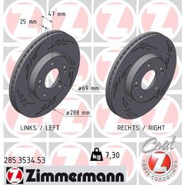 Zimmermann Bremsscheibe 285353453 Vorderachse Geschlitzt 288mm 25mm f&uuml;r HYUNDAI