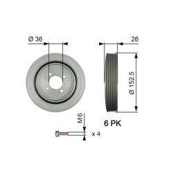 GATES Riemenscheibe, Kurbelwelle DriveAlign&reg; tvd1011a f&uuml;r Peugeot Fiat