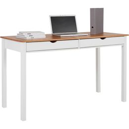 Home affaire Schreibtisch &raquo;Gava&laquo; massives Kiefernholz, f&uuml;r das home office, Breite 100/120/140 cm wei&szlig; B/H/T: 140cm x 80cm x 60cm