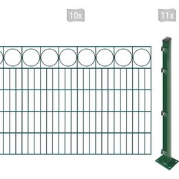 Arvotec Doppelstabmattenzaun &raquo;EASY 100 zum Aufschrauben "Ring" mit Zierleiste&laquo; Zaunh&ouml;he 100 cm, Zaunl&auml;nge 2 - 60 m gr&uuml;n Kunststoff, Stahl H/L: 100cm x 20m, 