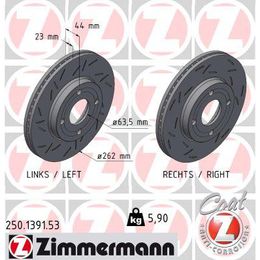 Zimmermann Bremsscheibe 250139153 Vorderachse Geschlitzt 262mm 23mm f&uuml;r Ford