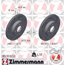 Zimmermann Bremsscheibe 285351053 Vorderachse Geschlitzt 252mm 18mm f&uuml;r HYUNDAI KIA