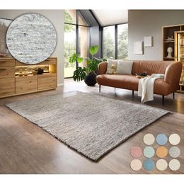 OTTO home Wollteppich &raquo;Pirker, handgewebt&laquo; rechteckig 12 mm H&ouml;he Handwebteppich, meliert, reine Wolle, Wendeteppich, Scandi, Wohnzimmer beige 