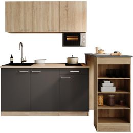 respekta Pantryk&uuml;che &raquo;Ingrid, inkl. Tresentisch und Mikrowelle&laquo; zerlegt, wahlweise mit K&uuml;hlschrank, Soft-Close-Funktion, Breite 150 cm braun B/H/T: 